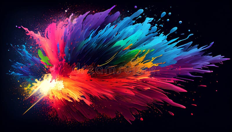 Generative AI, Illustration, Rainbow Explosion: Capture the Explosive ...