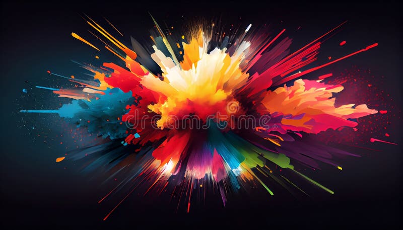 Generative AI, Illustration, Rainbow Explosion: Capture the Explosive ...