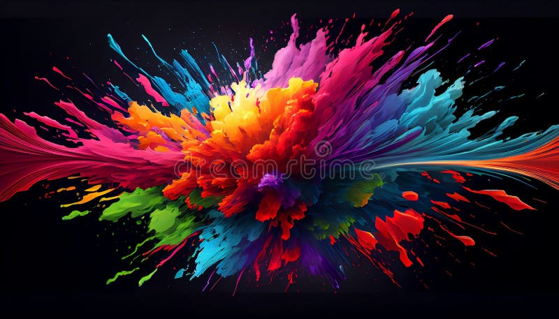 Generative AI, Illustration, Rainbow Explosion: Capture the Explosive ...