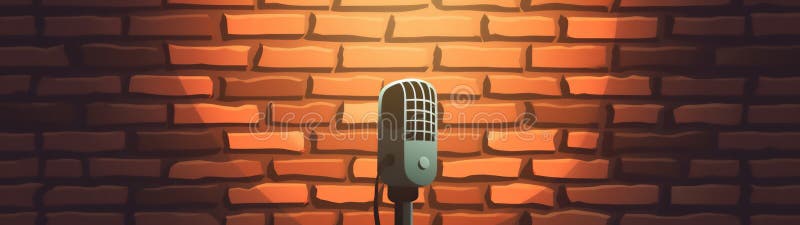 Generative AI Illustration of a Retro Podcast Microphone on a Bricks ...