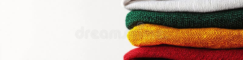 Folded Winter Sweaters Sale Banner with Copy Space on White Background ...