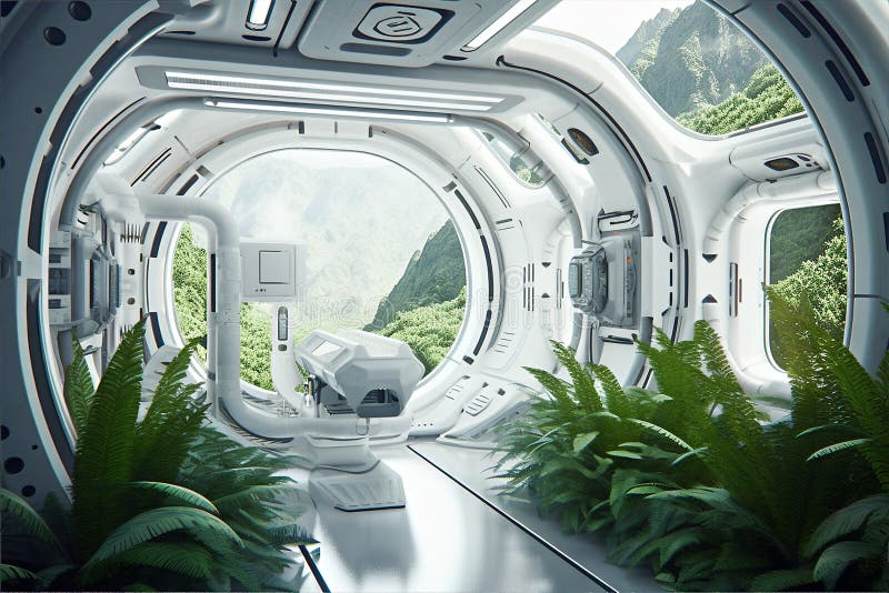 Generative Ai Illustration of a Sci-fi Futuristic Interior Design with ...