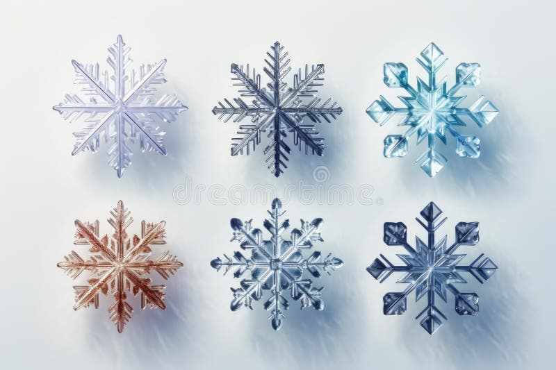 Generative Ai Illustration of Set of Different Snowflakes Stock ...