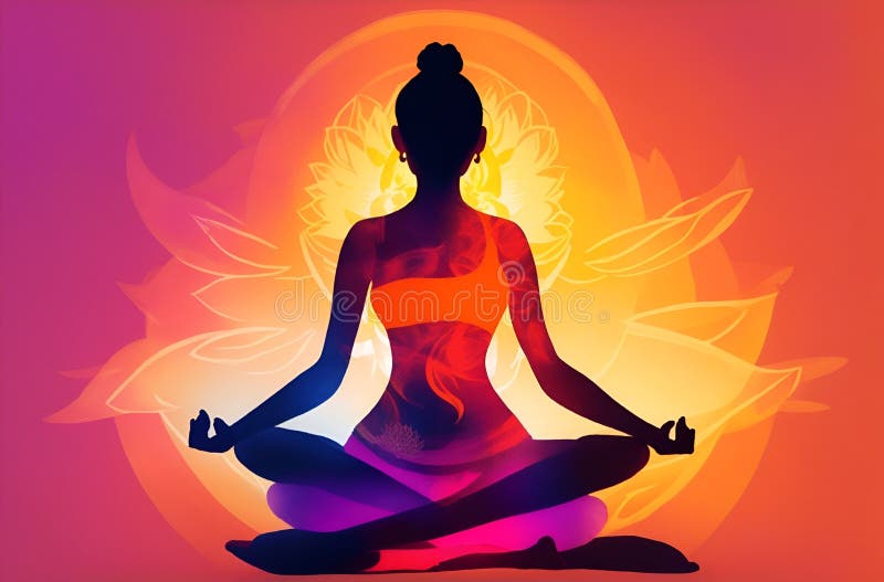 Generative Ai Illustration Silhouette of Woman Sitting in Lotus ... Generative Ai Illustration Silhouette of Woman Sitting in Lotus ...
