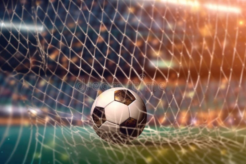 Generative Ai Illustration of Soccer Ball Kicked into the Net from Goal ...