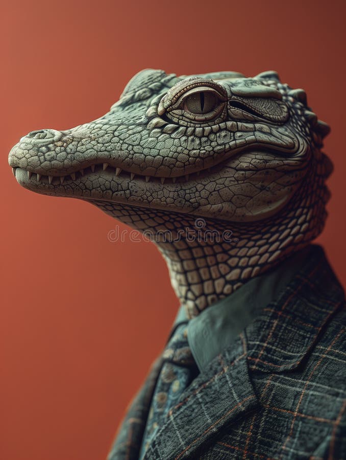 Stylish Crocodile in Wool Jacket Stock Illustration - Illustration of ...