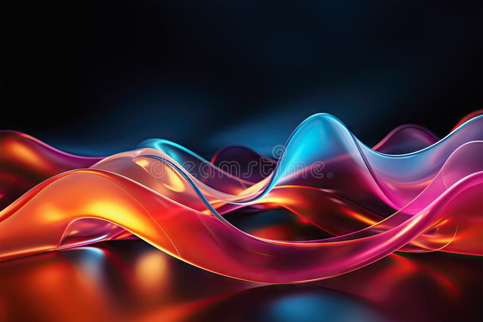 Generative AI Illustration of Sublime Neon Light Waves Creating an ...