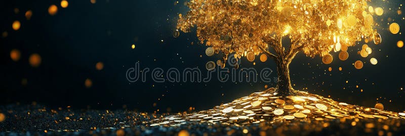 Tree of Fortune Symbolized As Gold Coin Tree with Copy Space Stock ...