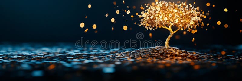 Tree of Fortune Symbolized As Gold Coin Tree with Copy Space Stock ...