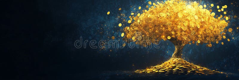Tree of Fortune Symbolized As Gold Coin Tree with Copy Space Stock ...