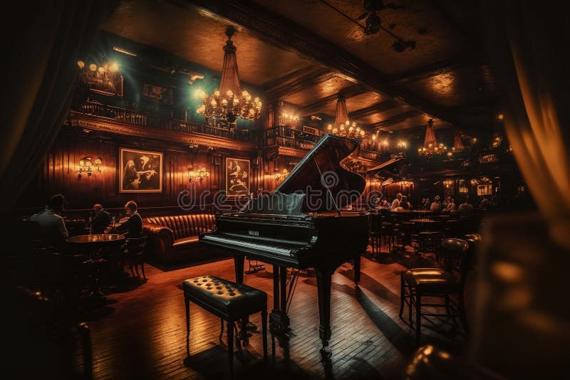 Generative AI Illustration of Vintage Jazz Club Stock Illustration ...