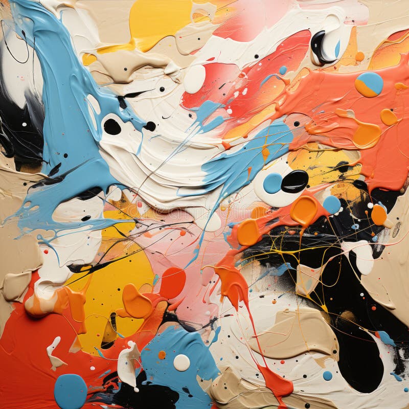 Generative Ai Illustration of Vivid Abstract Expressionist Art on Wall Stock Illustration ...