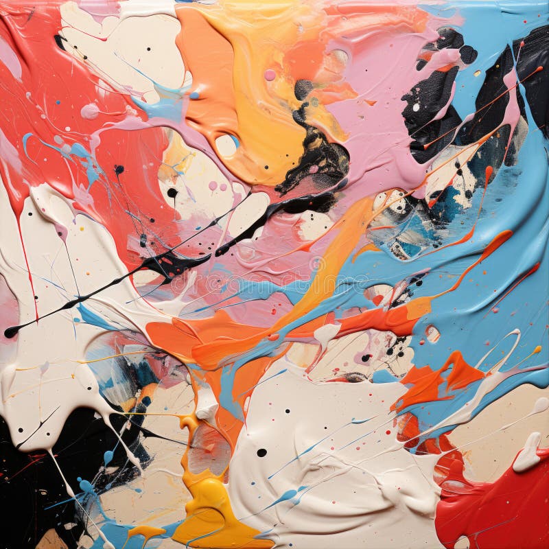 Generative Ai Illustration of Vivid Abstract Expressionist Art on Wall Stock Illustration ...