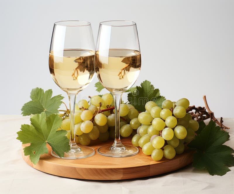 Generative Ai Illustration of White Wine Glass with Grapes Stock ...