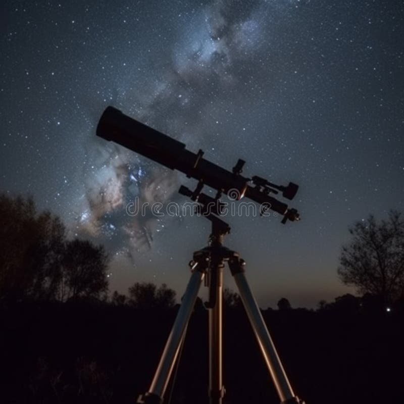 Generative AI Illustrations, Astronomical Telescope for Observing Stars ...
