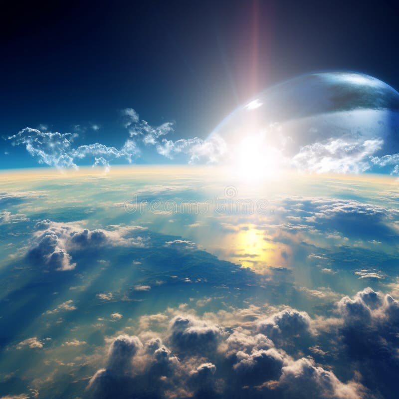 Generative AI Illustrations, Blue Earth in the Space. View of Planet ...