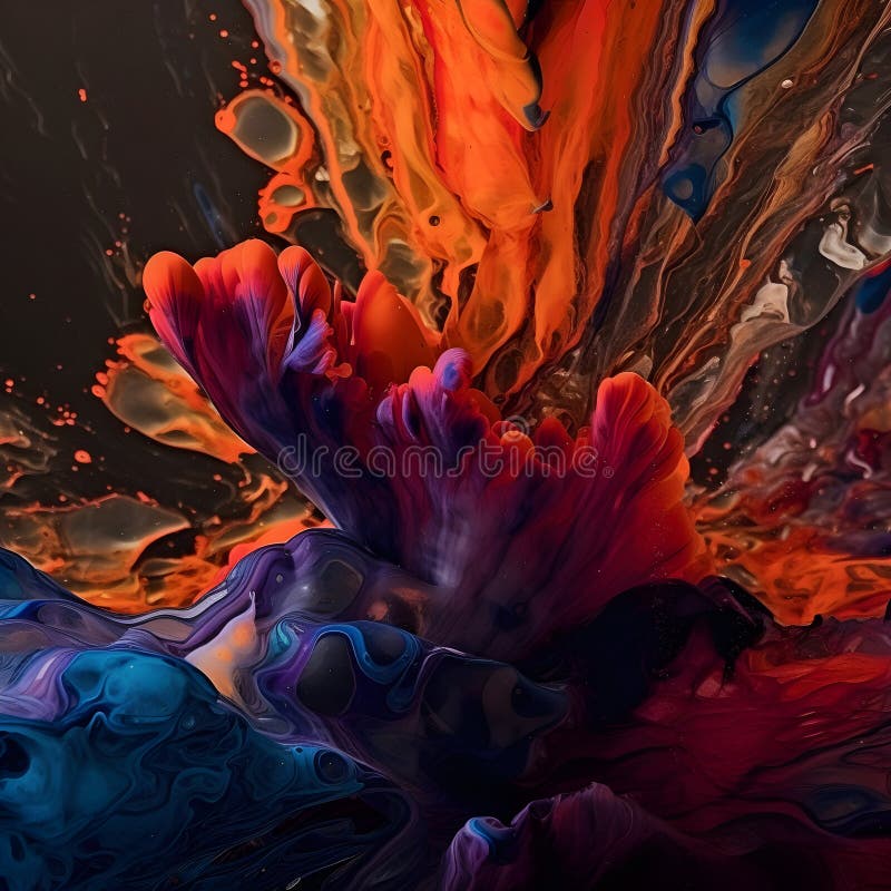 Generative Ai Illustrations, Fluid Art, Mixing Colors, that Explode and ...