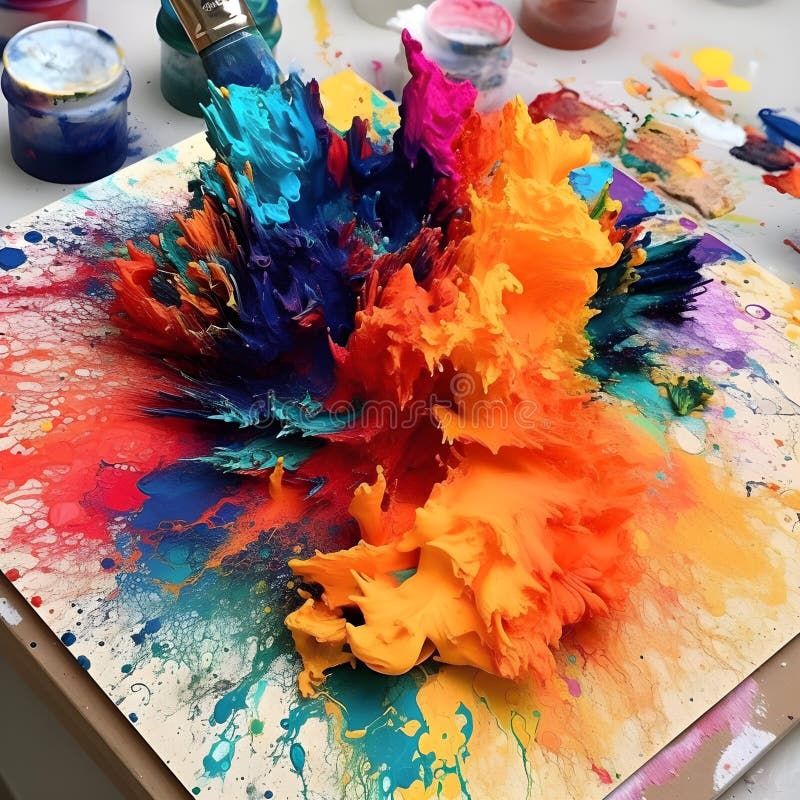 Generative Ai Illustrations, Fluid Art, Mixing Colors, that Explode and ...