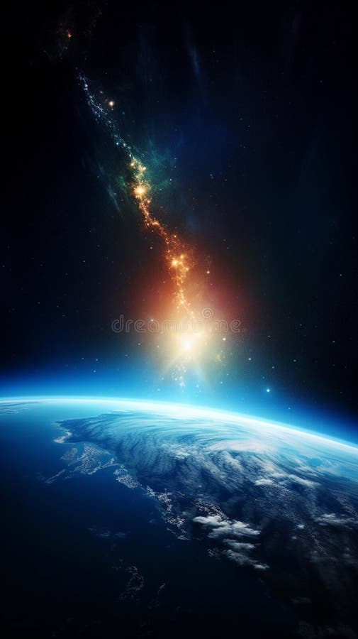 Generative AI Illustrations, Surface of Earth Planet in Deep Space ...