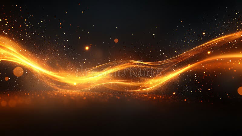 Generative AI Image of Abstract Curve Golden Lines Shining on Black ...