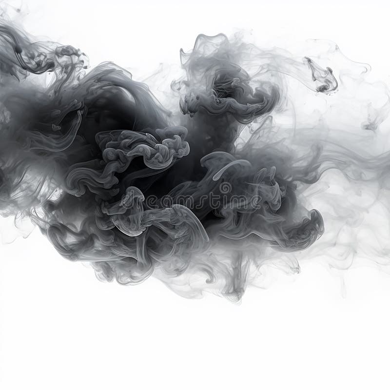 Generative AI Image of Abstract Gray Smoke Flow on White Background ...