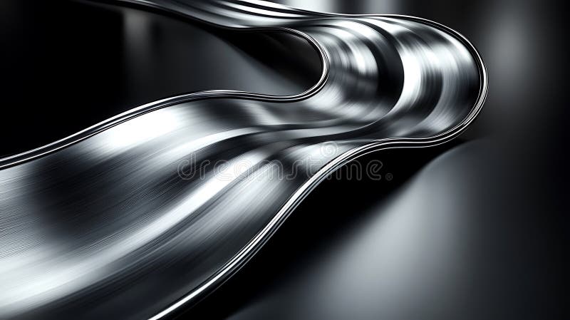 Generative AI Image of Abstract Modern Smooth Silver Wave with Black ...