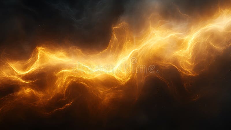 Generative AI Image of Abstract Shining Golden Mist with Black Dark ...