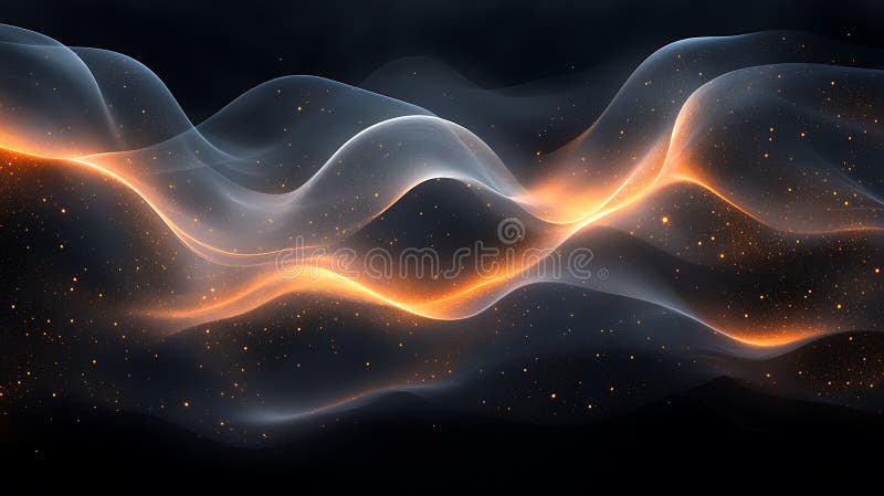 Generative AI Image of Abstract Shining Golden Mist with Black Dark ...
