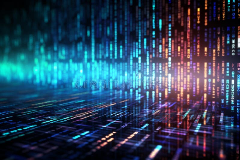 Generative Ai Image Of Abstract Technology Background With Binary Numbers Code Data On Screen 7219