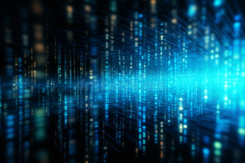 Generative Ai Image Of Abstract Technology Background With Blue Binary Code Data In Computer