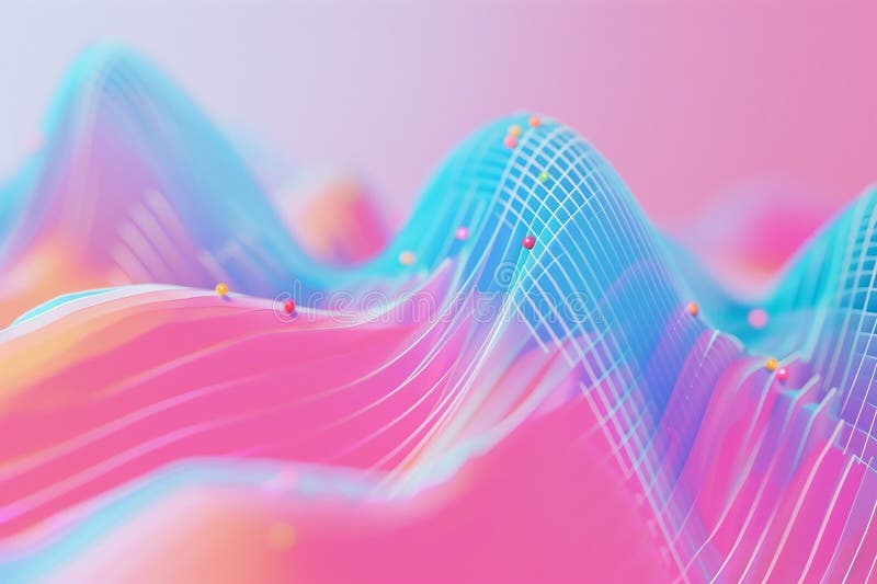 Generative AI Image of Abstract Technology Pink Wavy Line Data ...