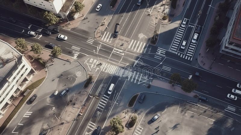Generative AI Image of Aerial View of a Busy City Street Stock Image ...