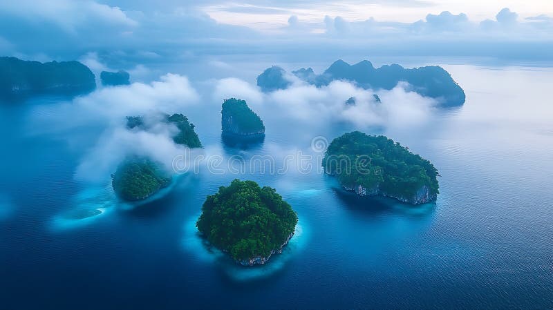 Generative AI Image of Aerial View of Floating Island with Clouds in ...