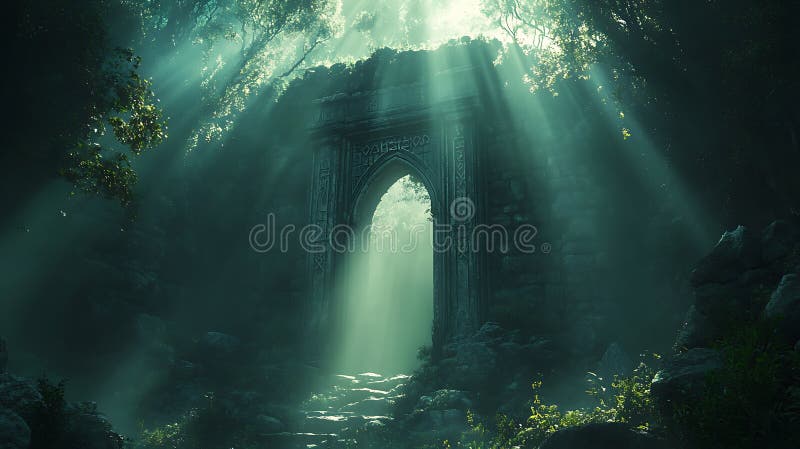 Generative AI Image of Ancient Ruins in the Forest Surrounded by ...