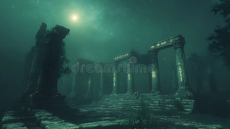 Generative AI Image of Ancient Ruins Surrounded by Glowing Magical ...