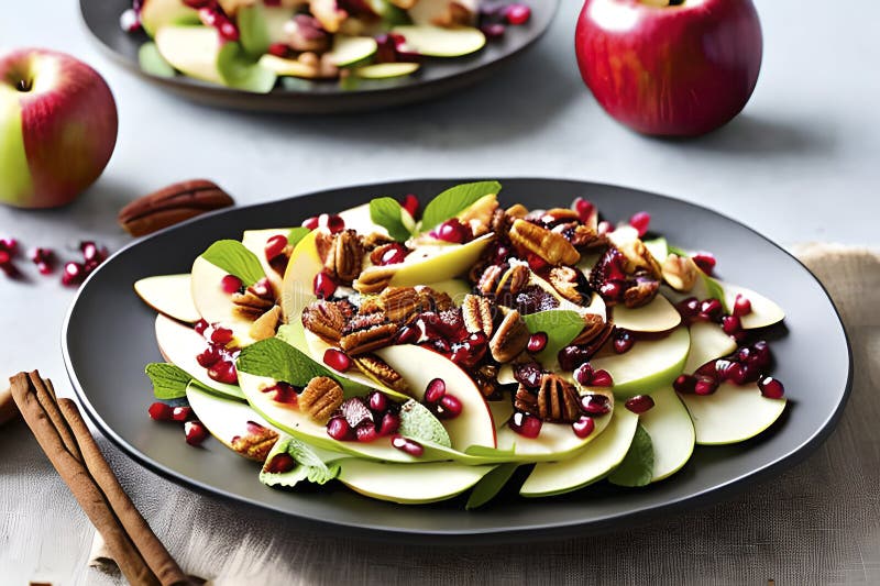 Apple Salad is a Delicious Meal Stock Illustration - Illustration of ...