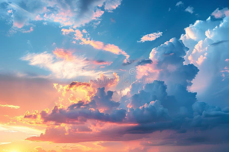 Generative AI Image of Beautiful Clouds Up in the Sky during Sunset ...