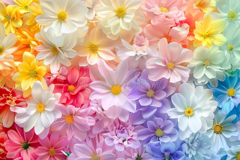Generative AI Image of Beautiful Colorful Rainbow Flowers Pattern ...