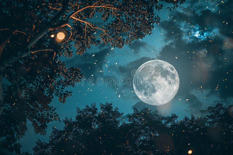 Generative AI Image of Beautiful Full Moon Light in the Night Sky with ...