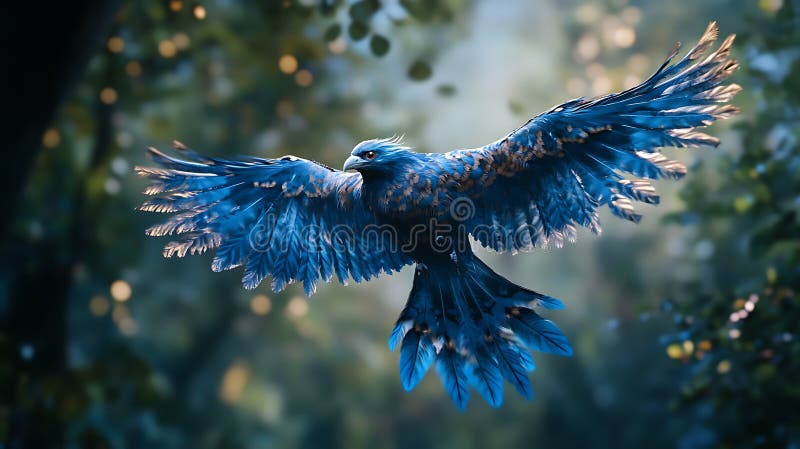 Generative AI Image of Beautiful Wild Blue Phoenix Eagle at Forest ...