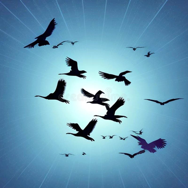 Generative AI Image of Bird Flock Stock Illustration - Illustration of ...