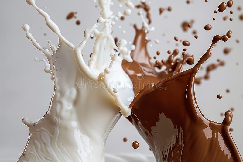 Generative AI Image of Blast and Splash of Milk with Flavor Chocolate ...