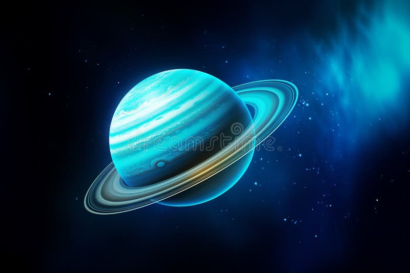 Generative AI Image of Blue Planet Uranus with Ring in Outer Space ...