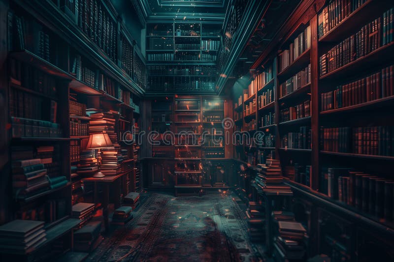 Generative AI Image of Books Collection with Bookshelf in Ancient ...