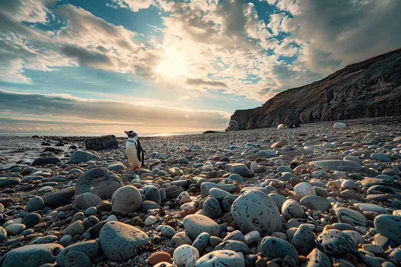 Generative AI Image of Boulder Beach with Penguin at Bright Day ...