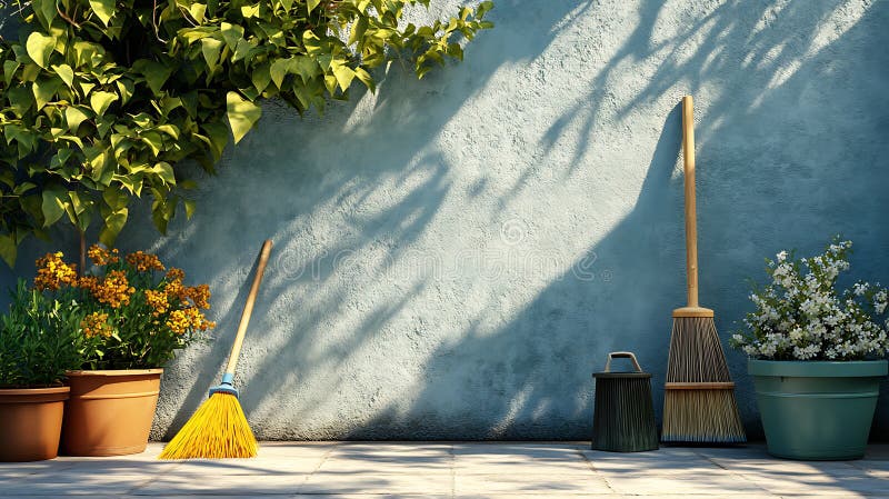 Generative AI Image of Broom Cleaning Tools in Corner Cozy Comfortable ...