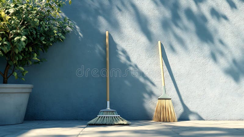 Generative AI Image of Broom Cleaning Tools in Corner Cozy Comfortable ...