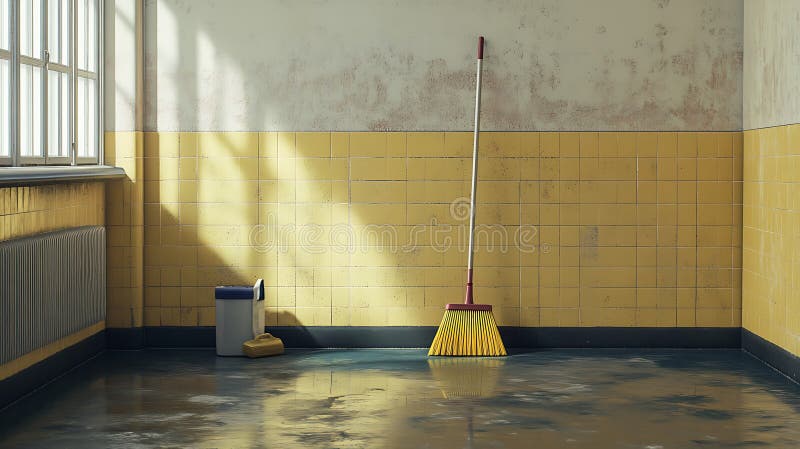 Generative AI Image of Broom Cleaning Tools in Corner Cozy School ...