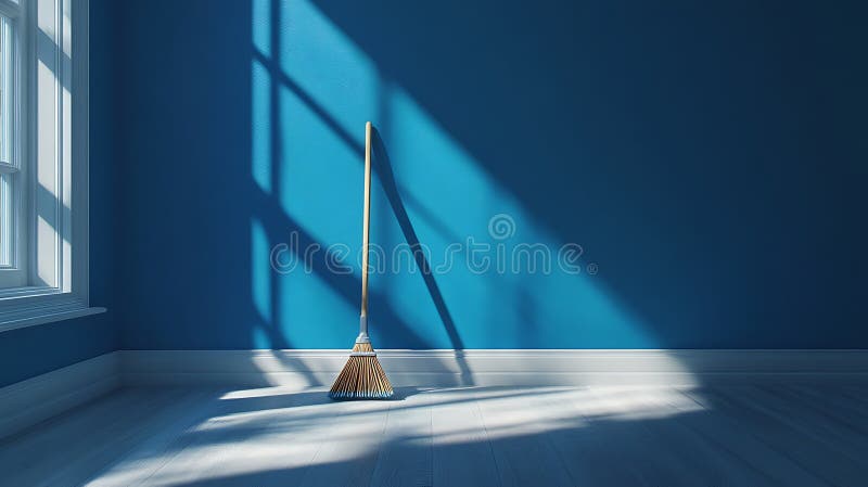 Generative AI Image of Broom Cleaning Tools in Corner Home House with ...