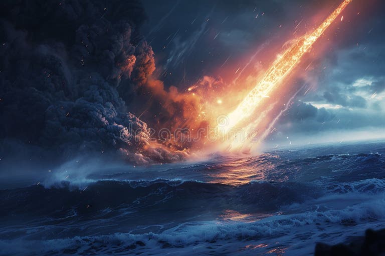 Generative AI Image of Burning Meteor Explosion Falling from the Sky ...